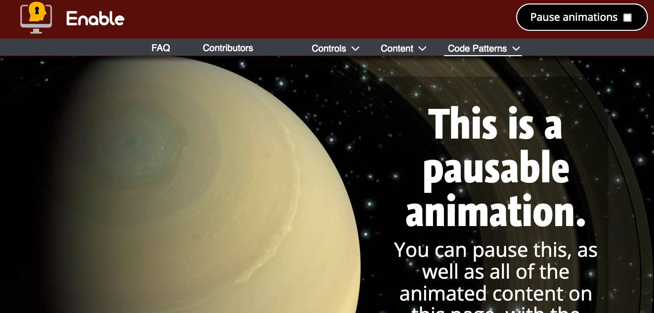 Global Pause Animation Control Button - The Enable Project
