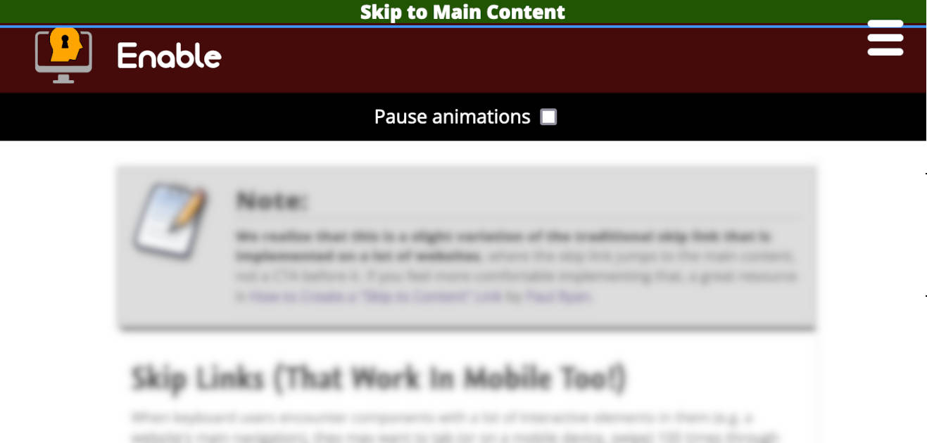 Skip Links (That Work In Mobile Too!) - The Enable Project